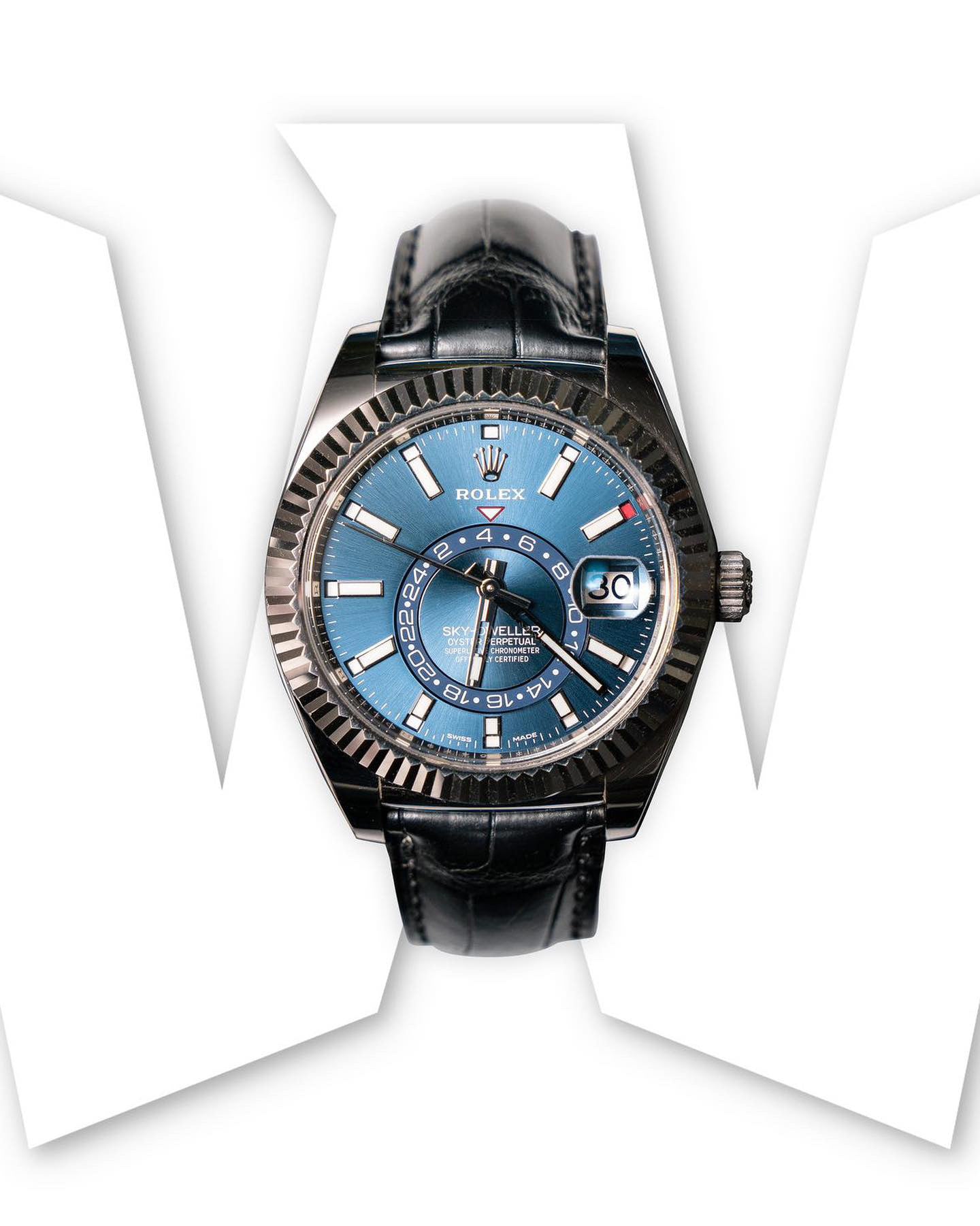 ROLEX SKY DWELLER WHITE GOLD BLUE DIAL – Broadwalk Watches